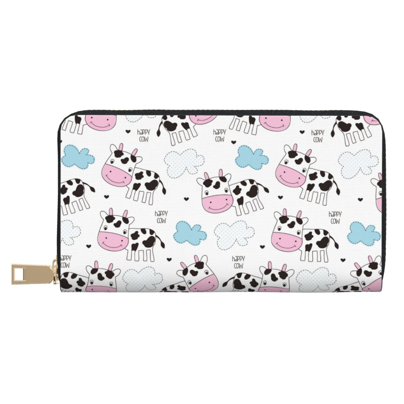 Simple Funny Cute Cow Wallet Women, Leather Bifold Multi Card Wallet ...
