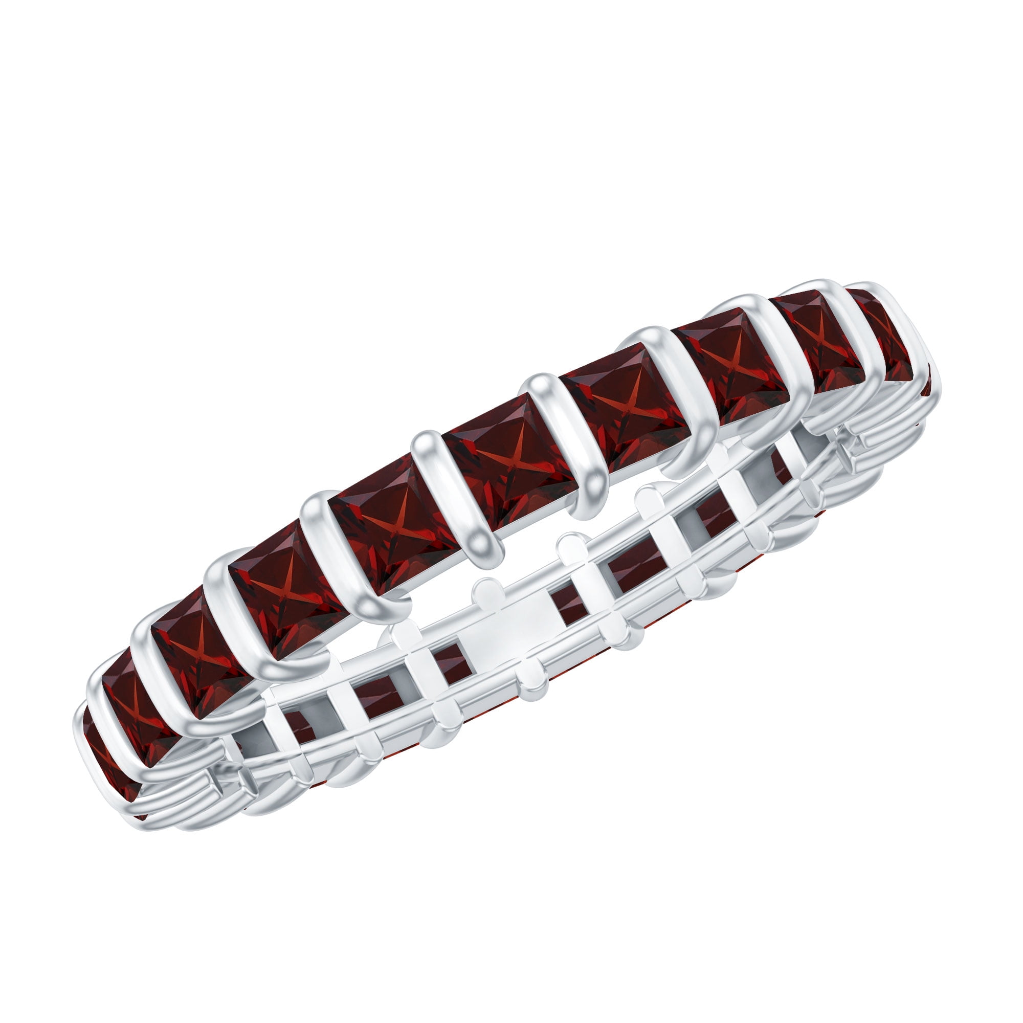 Rosec Jewels Simple Garnet Full Eternity Ring, Princess Cut Garnet Ring ...