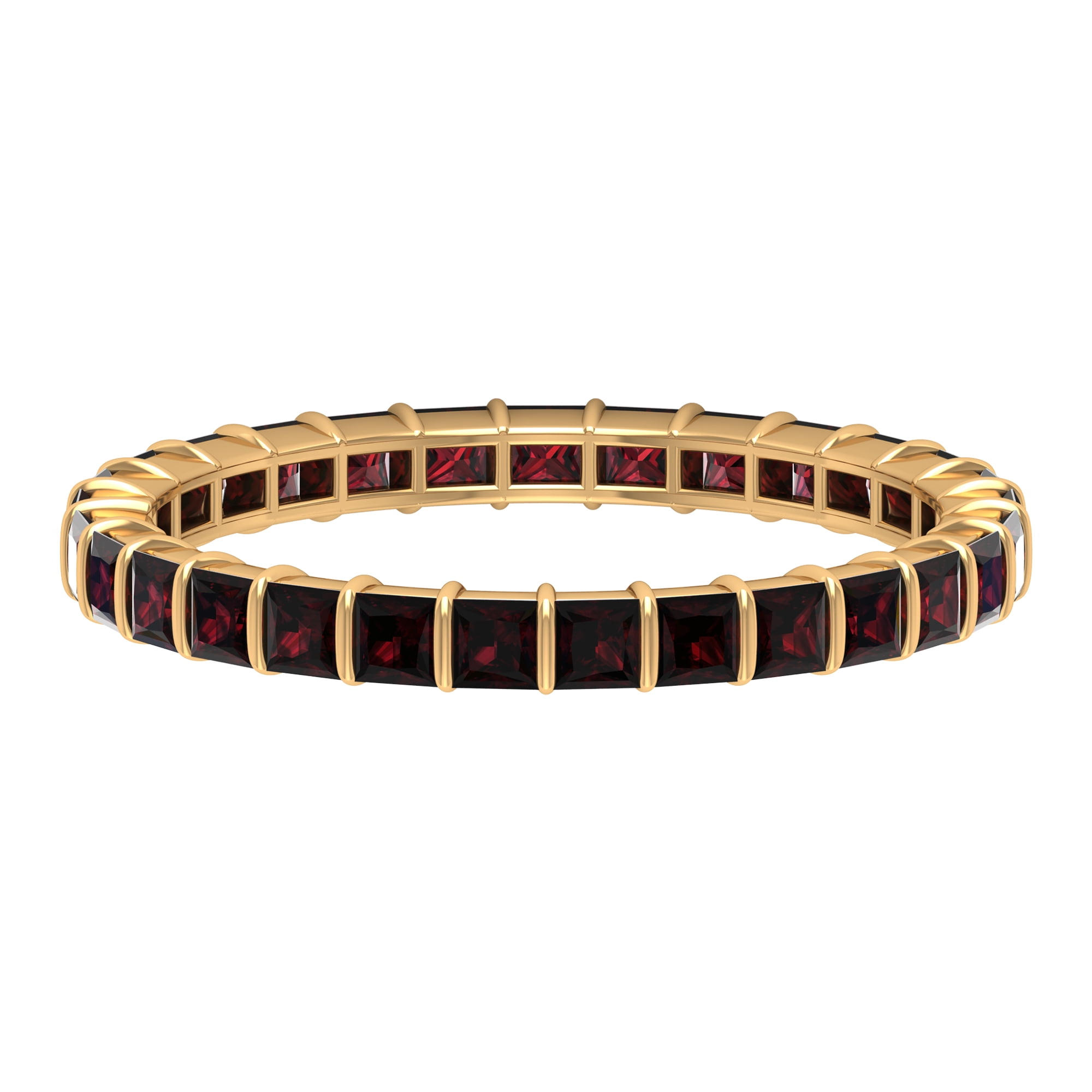 Simple Garnet Full Eternity Ring, Princess Cut Garnet Ring for Women ...