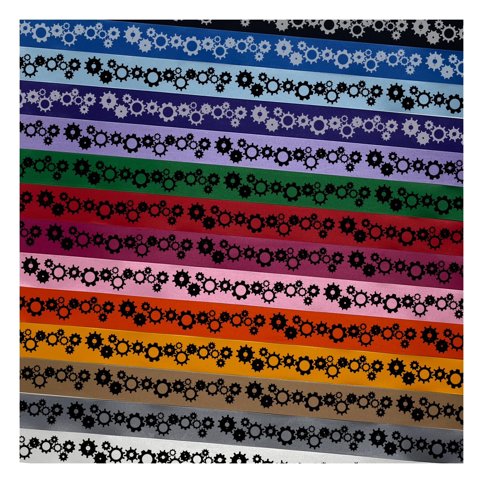 Simple Gears Border Steam Punk Satin Ribbon for Gift Wrapping Bows ...