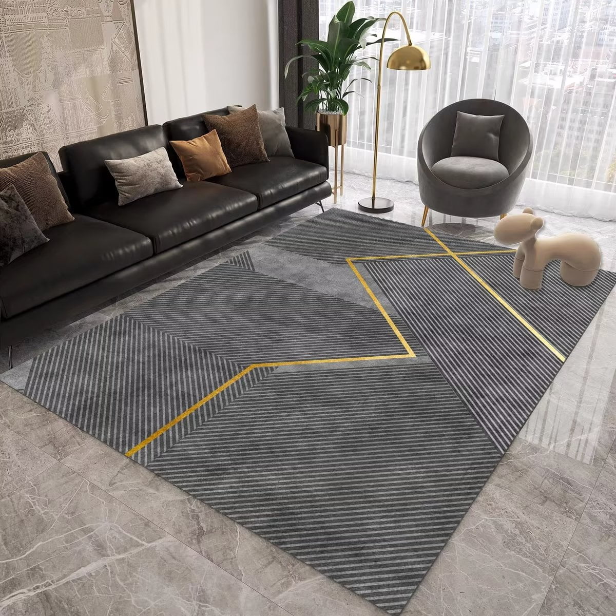 Simple Geometric Floor Mat Modern Abstract Carpet for Living Room Hall ...