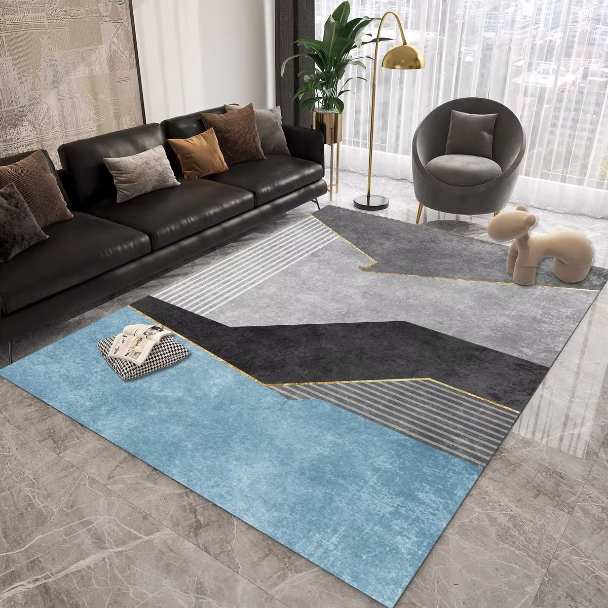 Simple Geometric Floor Mat Modern Abstract Carpet for Living Room Hall ...