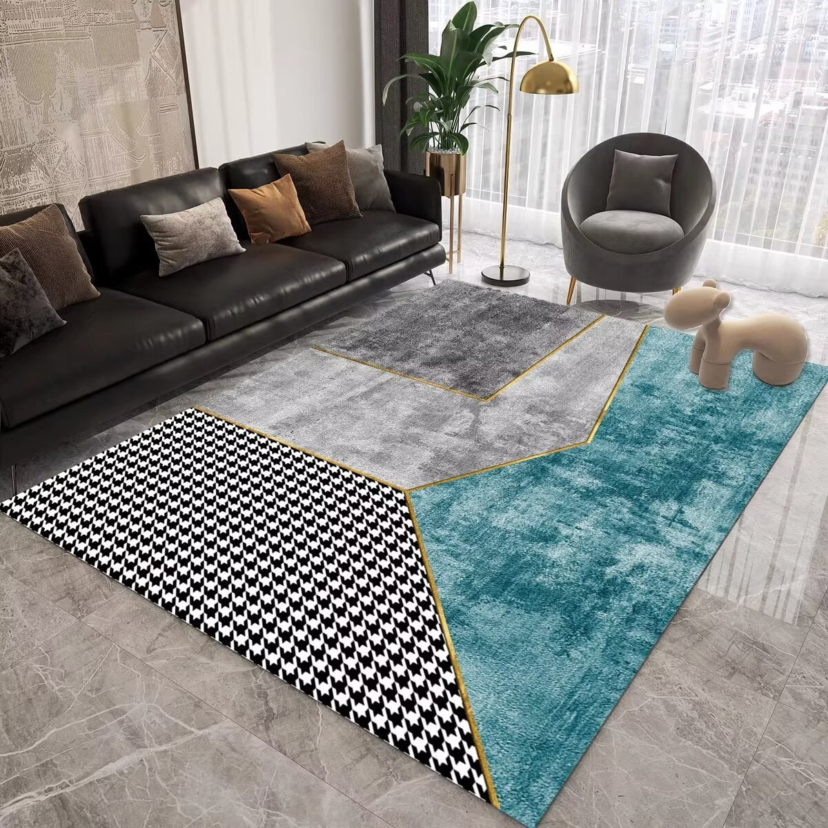 Simple Geometric Floor Mat Modern Abstract Carpet for Living Room Hall ...