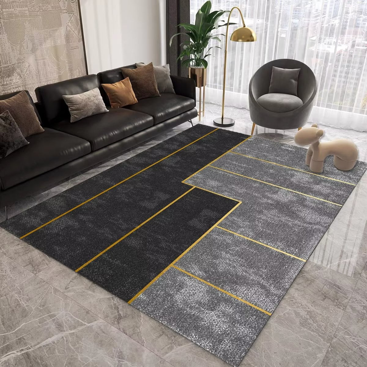 Simple Geometric Floor Mat Modern Abstract Carpet for Living Room Hall ...