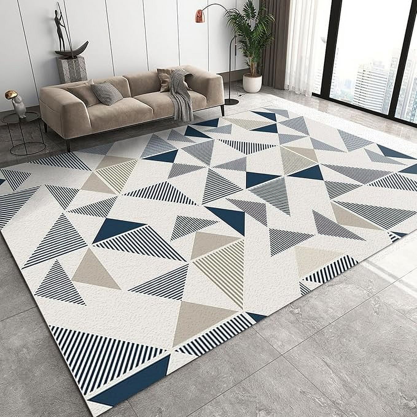 Simple Geometric Line Area Rug, Abstract Stripes Geometric Art Home ...