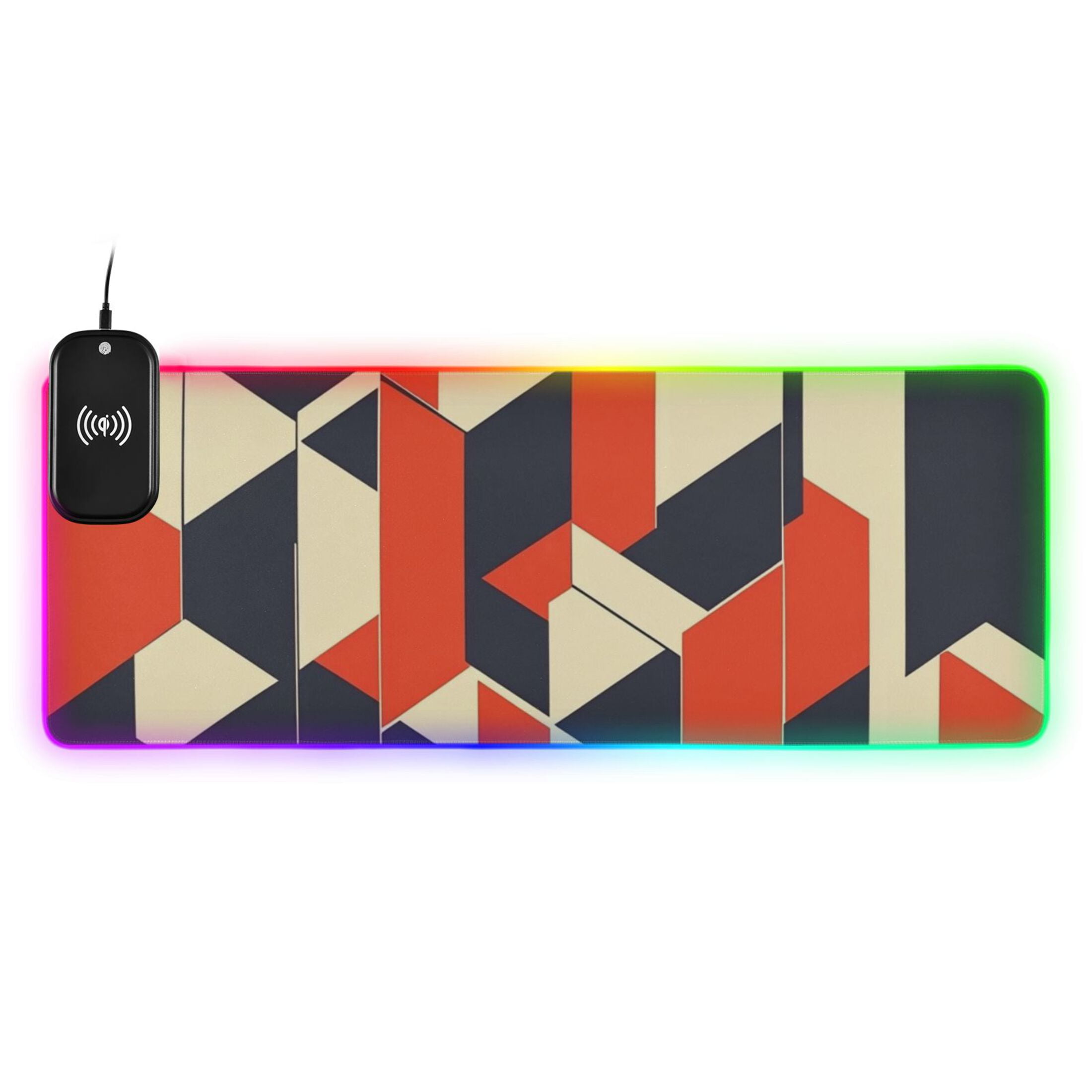 Simple Geometric Patterns Wireless Charging RGB Gaming Mouse Pad Large ...