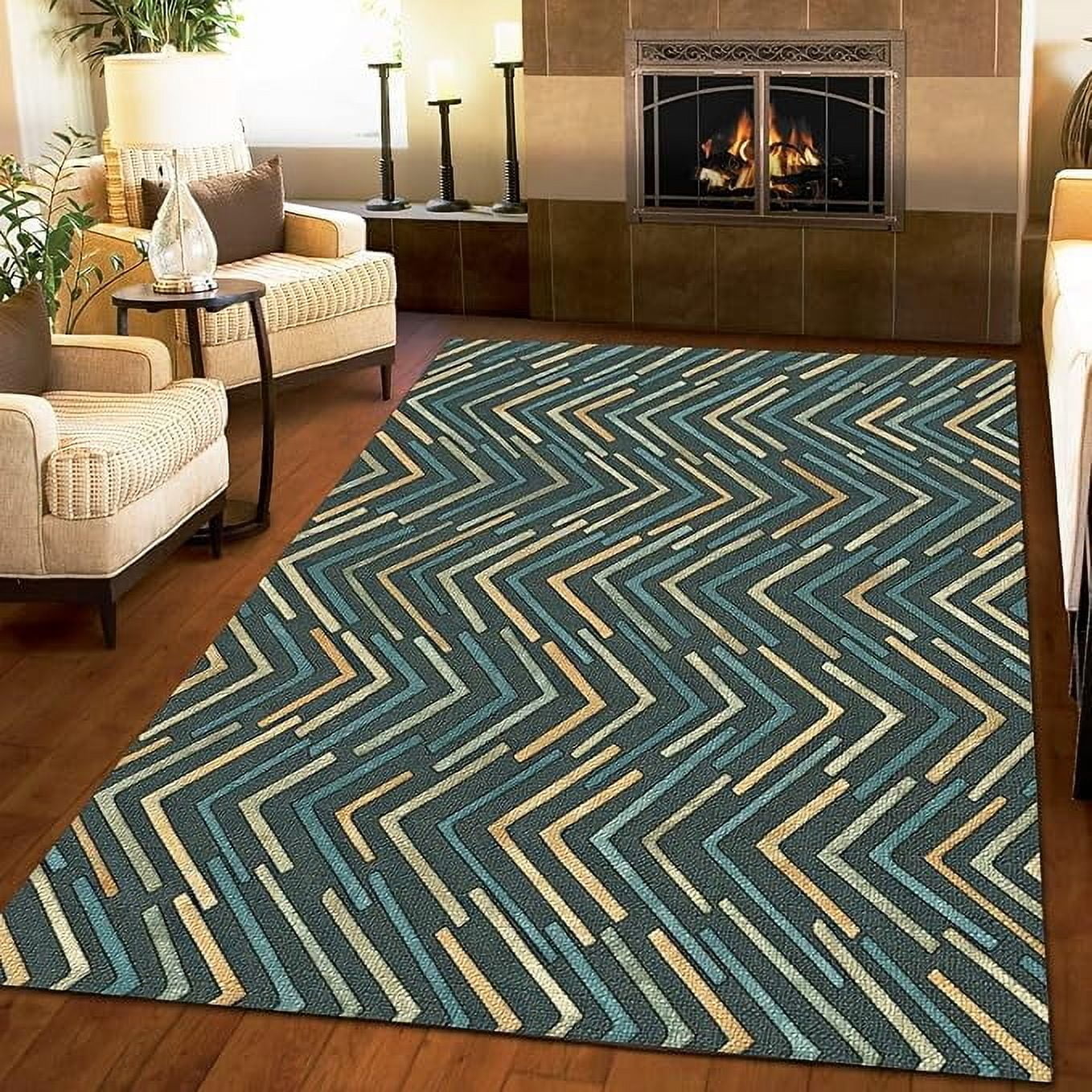 Simple Geometric Striped Area Rugs, Geometric Lattice Art Soft Washable ...