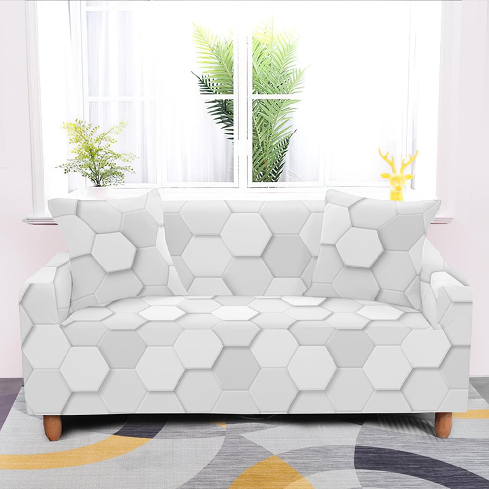 Simple Geometry Elastic Cover For Combination Sofa L Shape 1/2/3/4-seat ...
