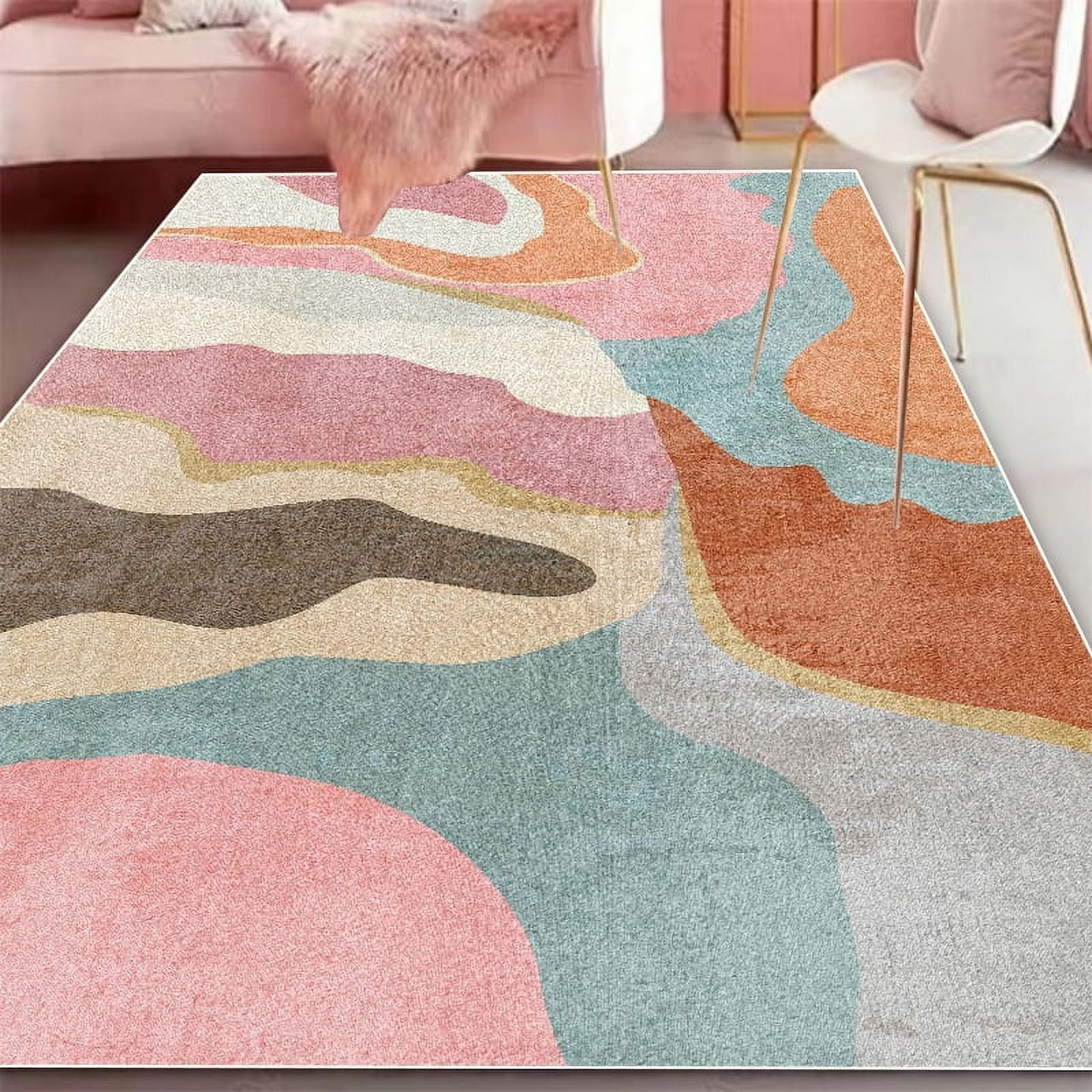 Simple Geometry ration Rugs Living Room Pink Large Carpets Home Sofa ...
