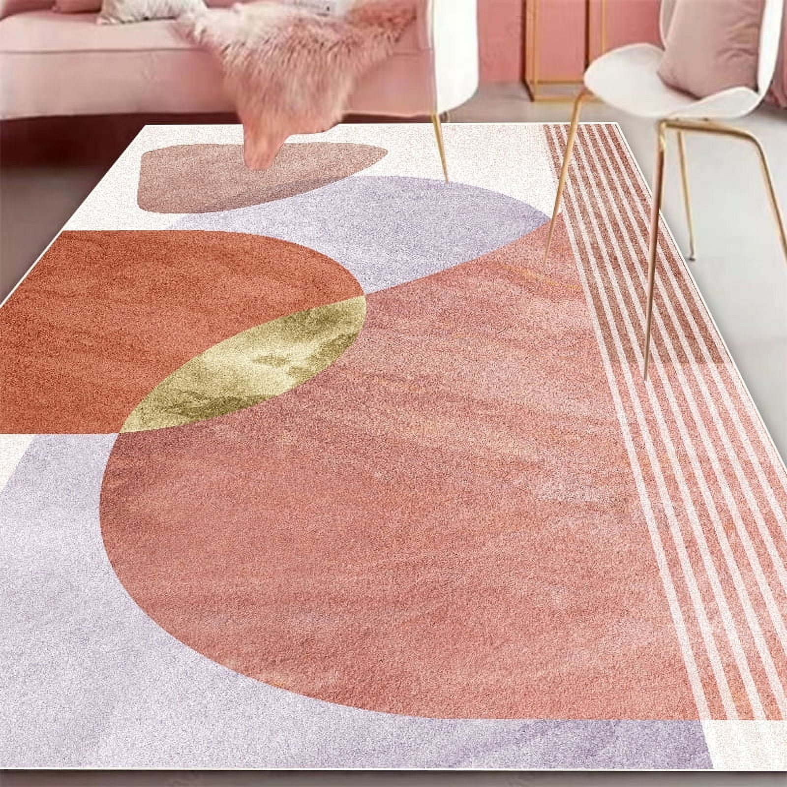 Simple Geometry ration Rugs Living Room Pink Large Carpets Home Sofa ...