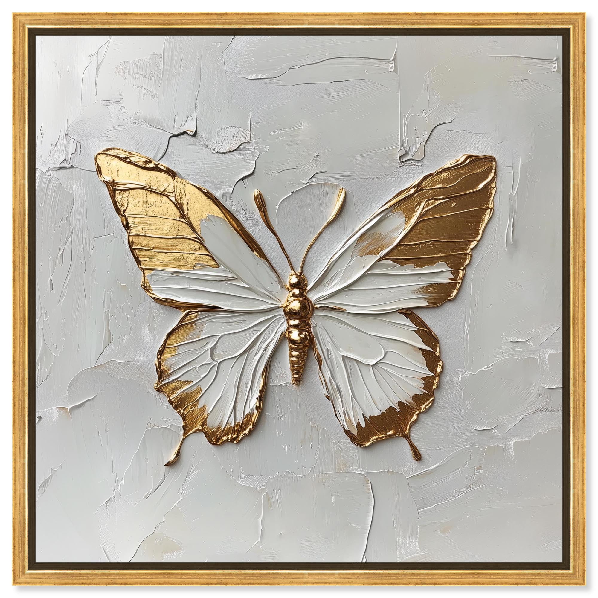 Simple Golden Butterfly Canvas Butterfly Art by Art Remedy, Gold Frame ...