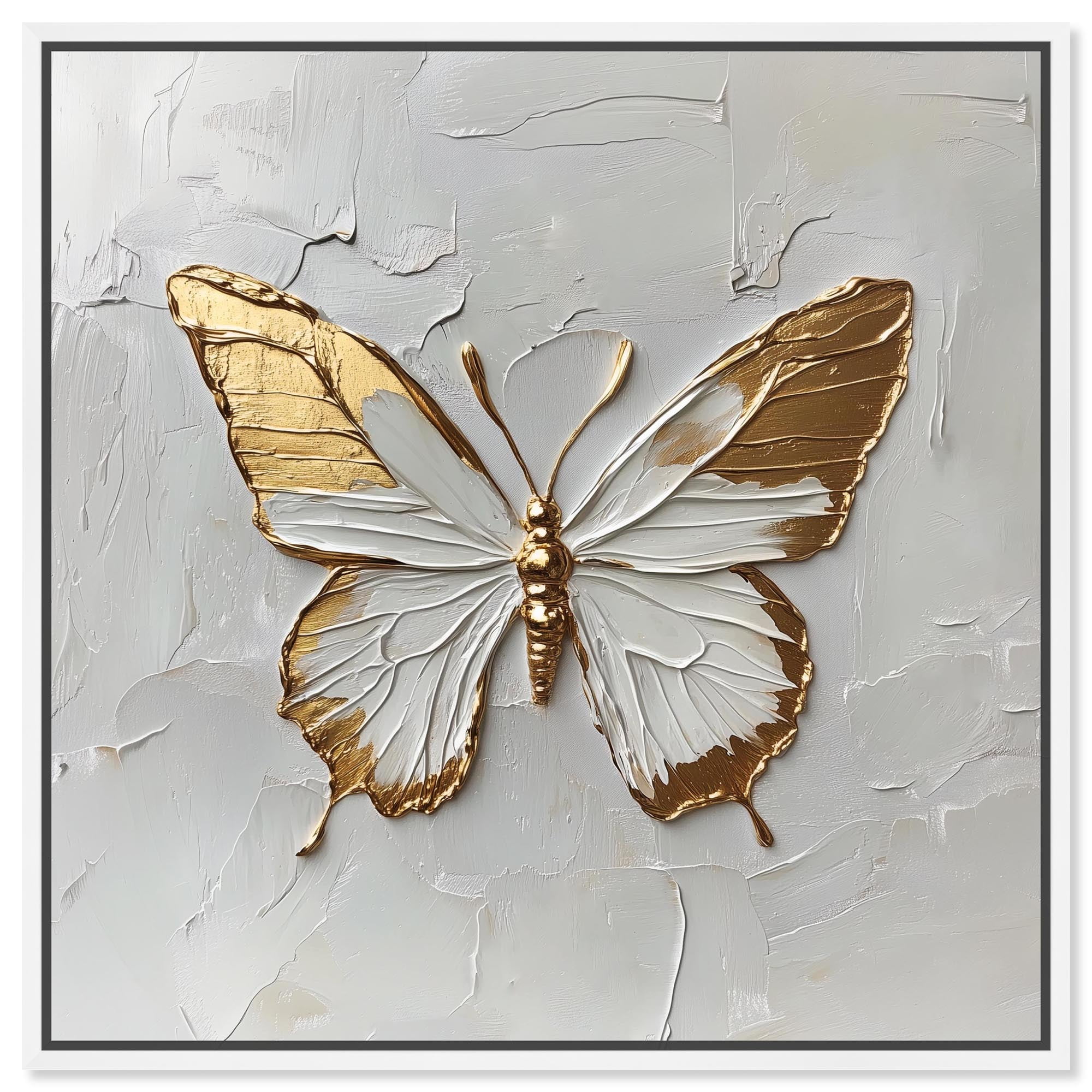 Simple Golden Butterfly Canvas Butterfly Art by Art Remedy, White Frame ...