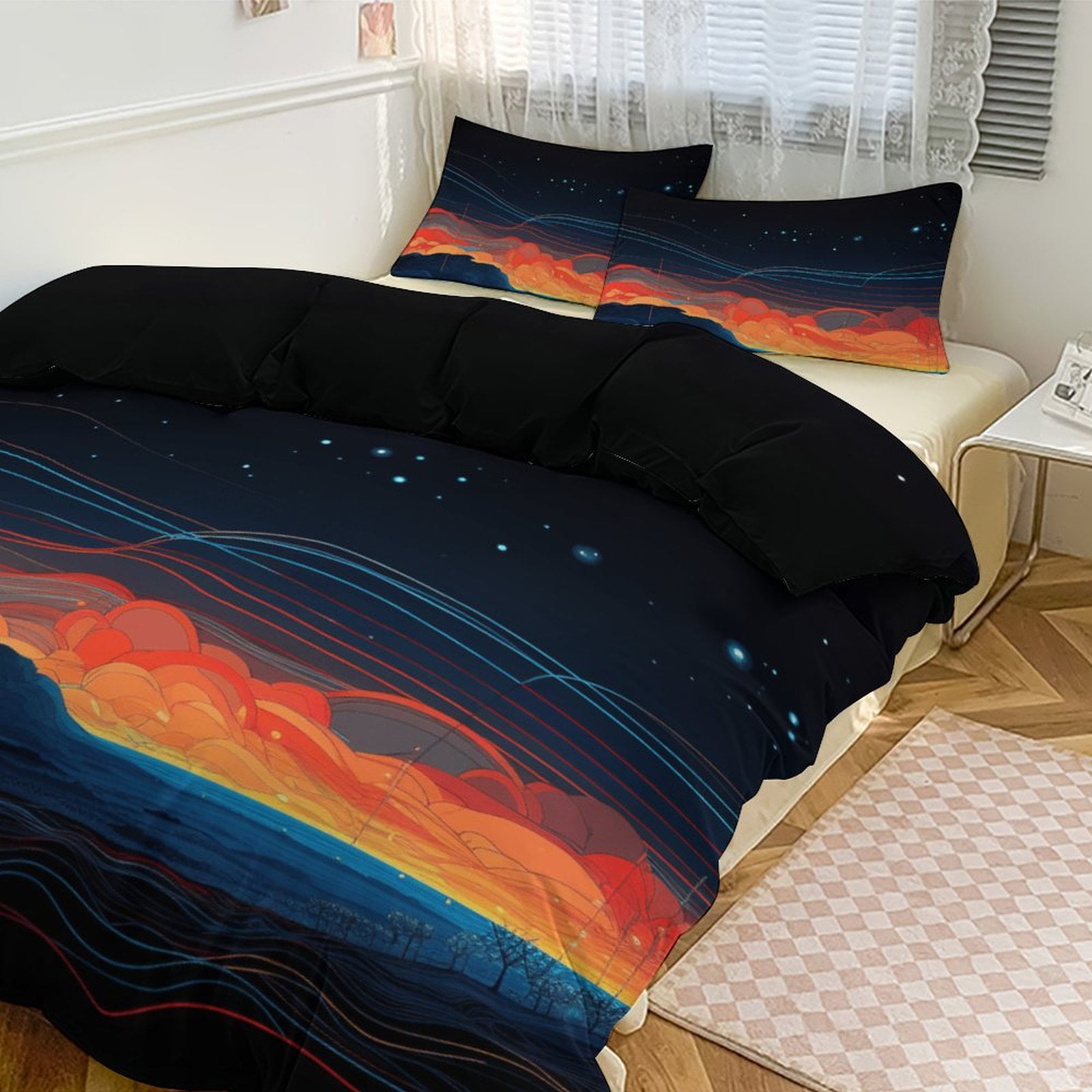 Simple Golden Ripple Bedding Set with Zipper Closure for Girls & Boys ...