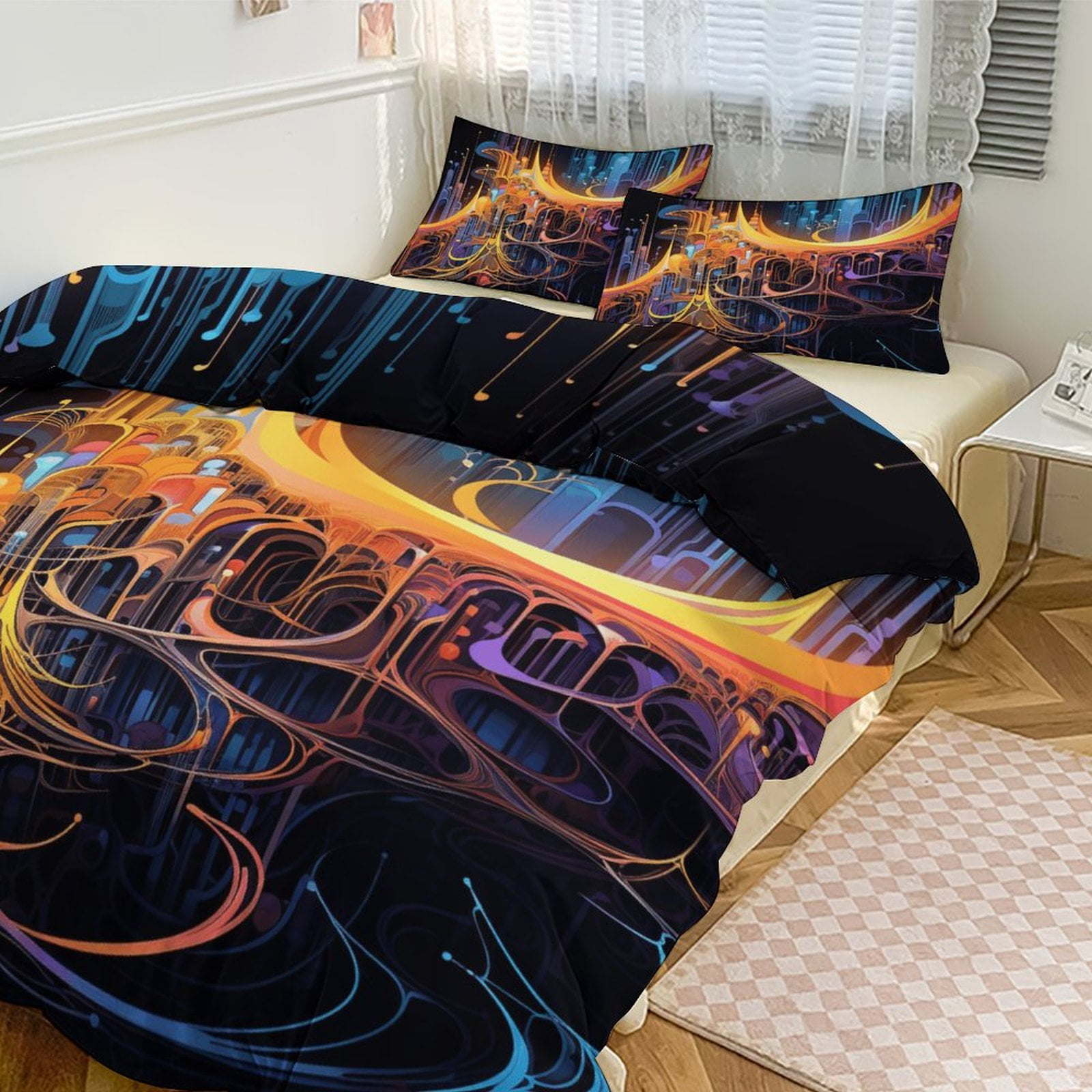 Simple Golden Ripple Bedding Set with Zipper Closure for Girls & Boys ...