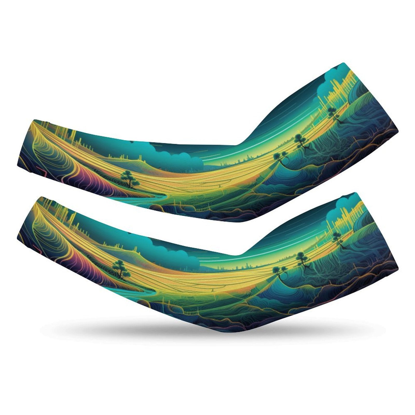 Simple Golden Ripple Cooling Arm Sleeves For Men & Women Sunscreen Arm ...