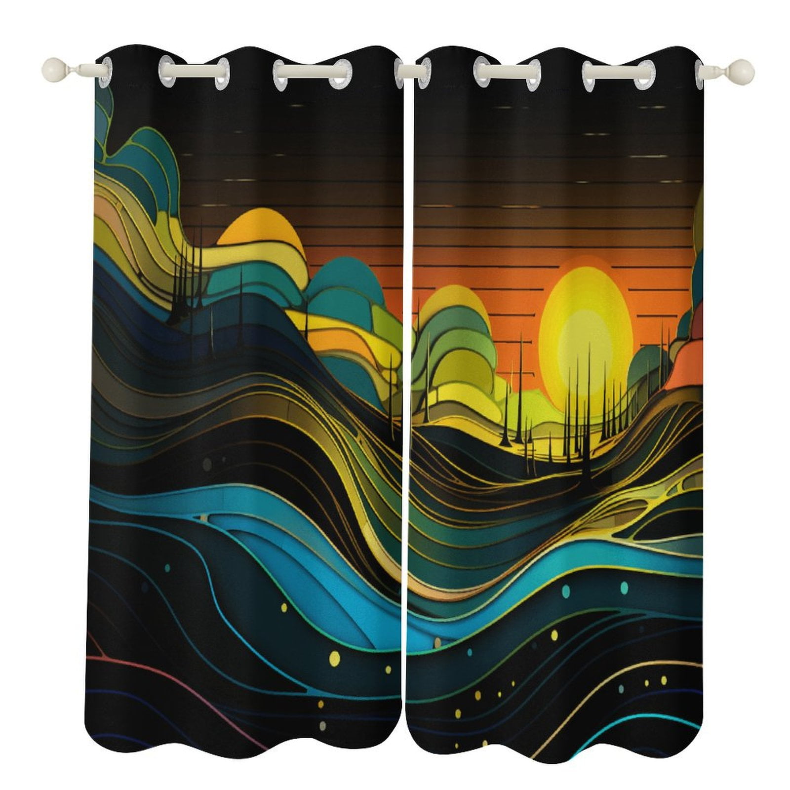 Simple Golden Ripple Modern Window for Living Room Curtains for Child ...