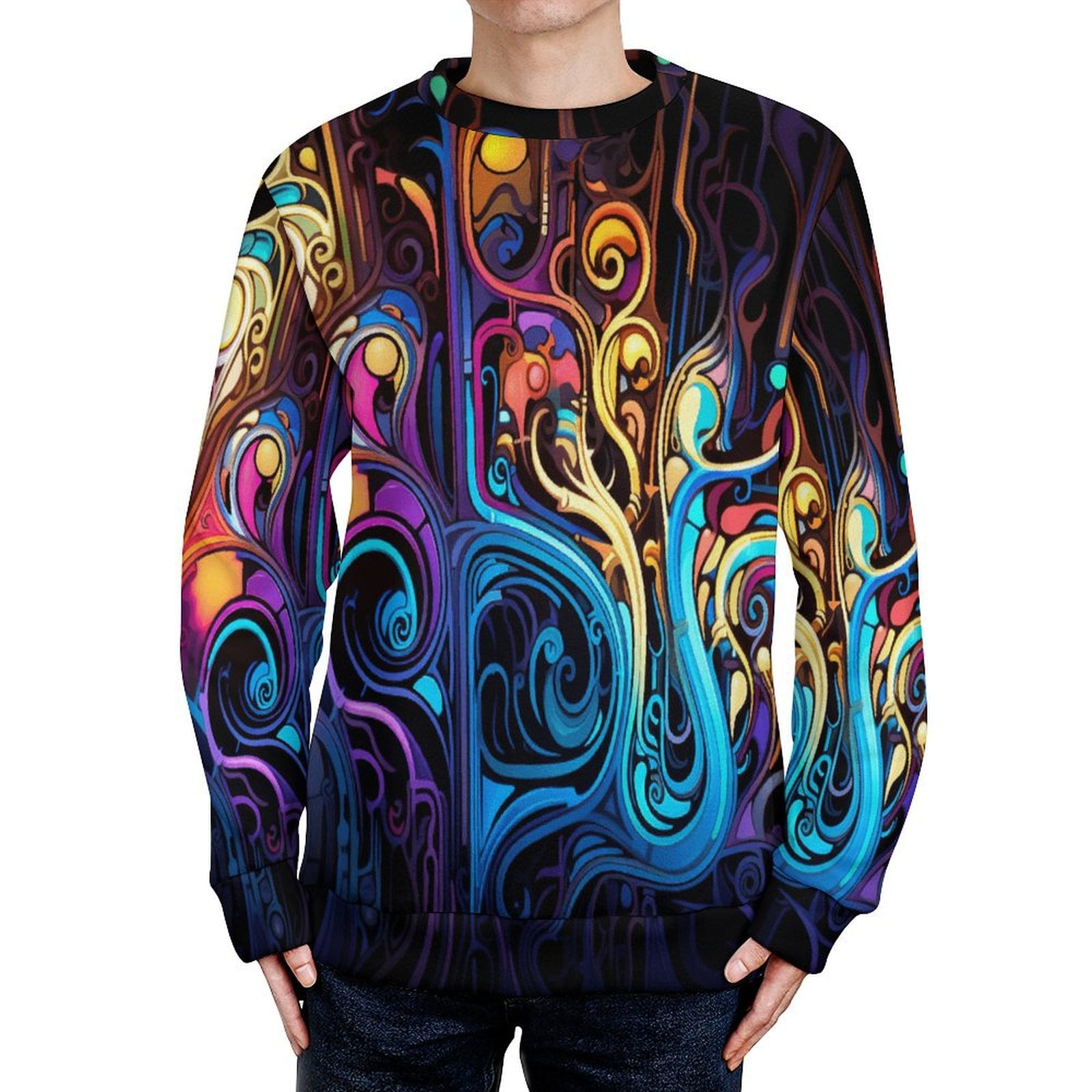 Simple Golden Ripple Neck Sweater - Walmart.com
