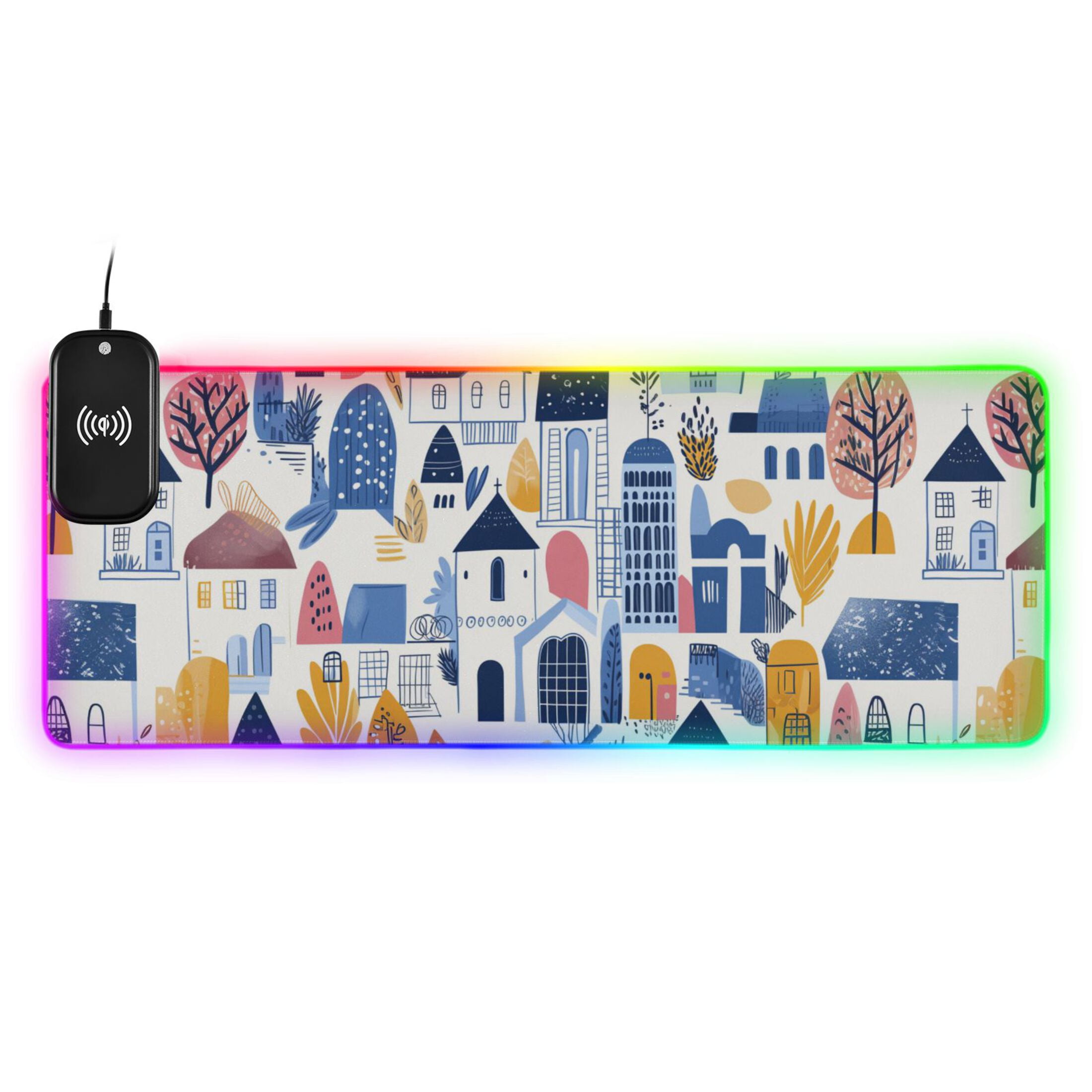Simple Graffiti Painting Wireless Charging RGB Gaming Mouse Pad Large ...