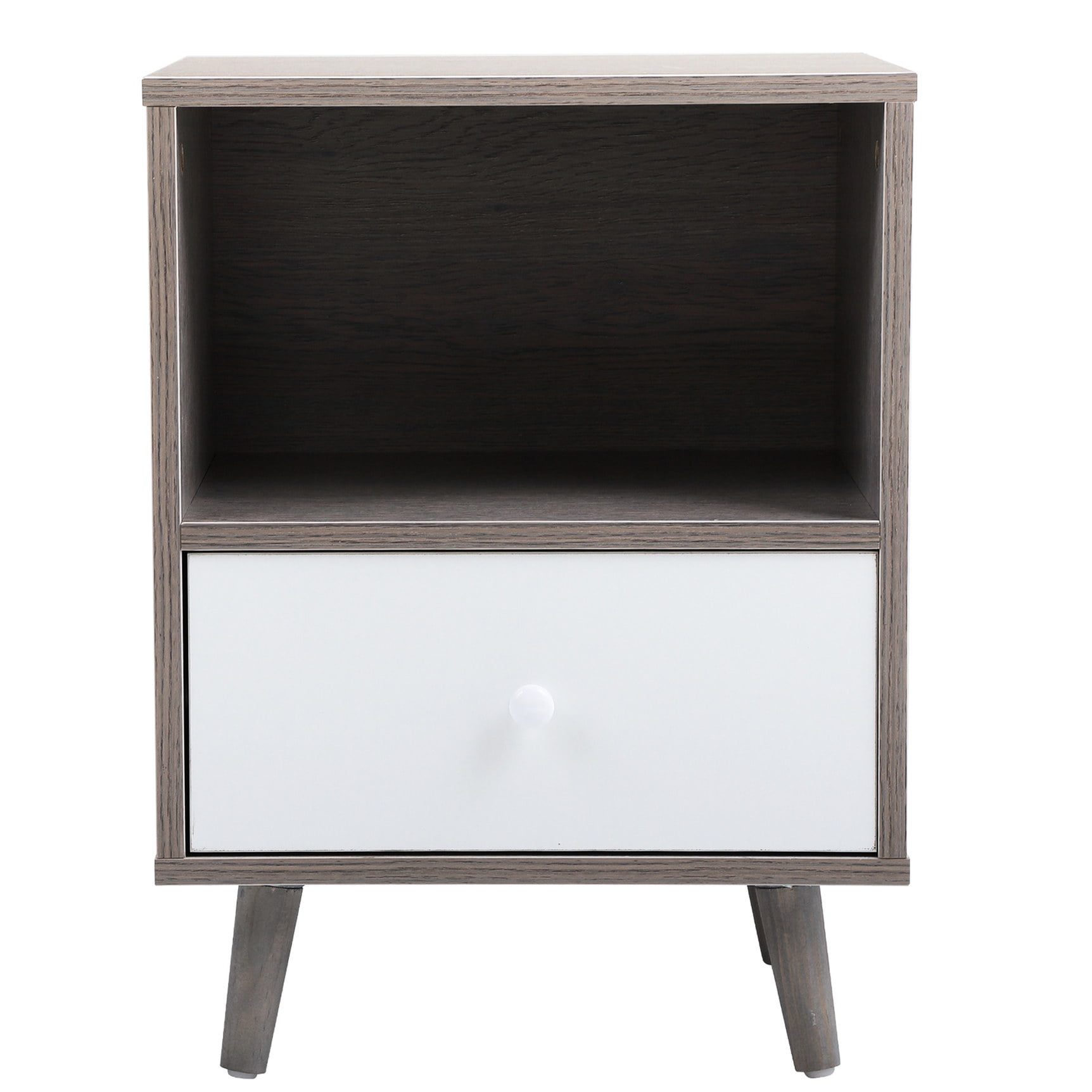 Simple Gray Bedside Table with Storage - Decor Bedroom and Store Small ...