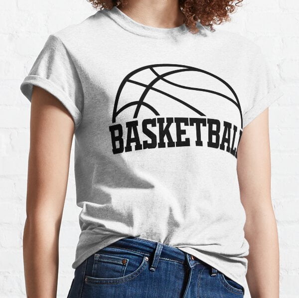 Simple Half Basketball with Threads/Stitches over Bold word "Basketball ...