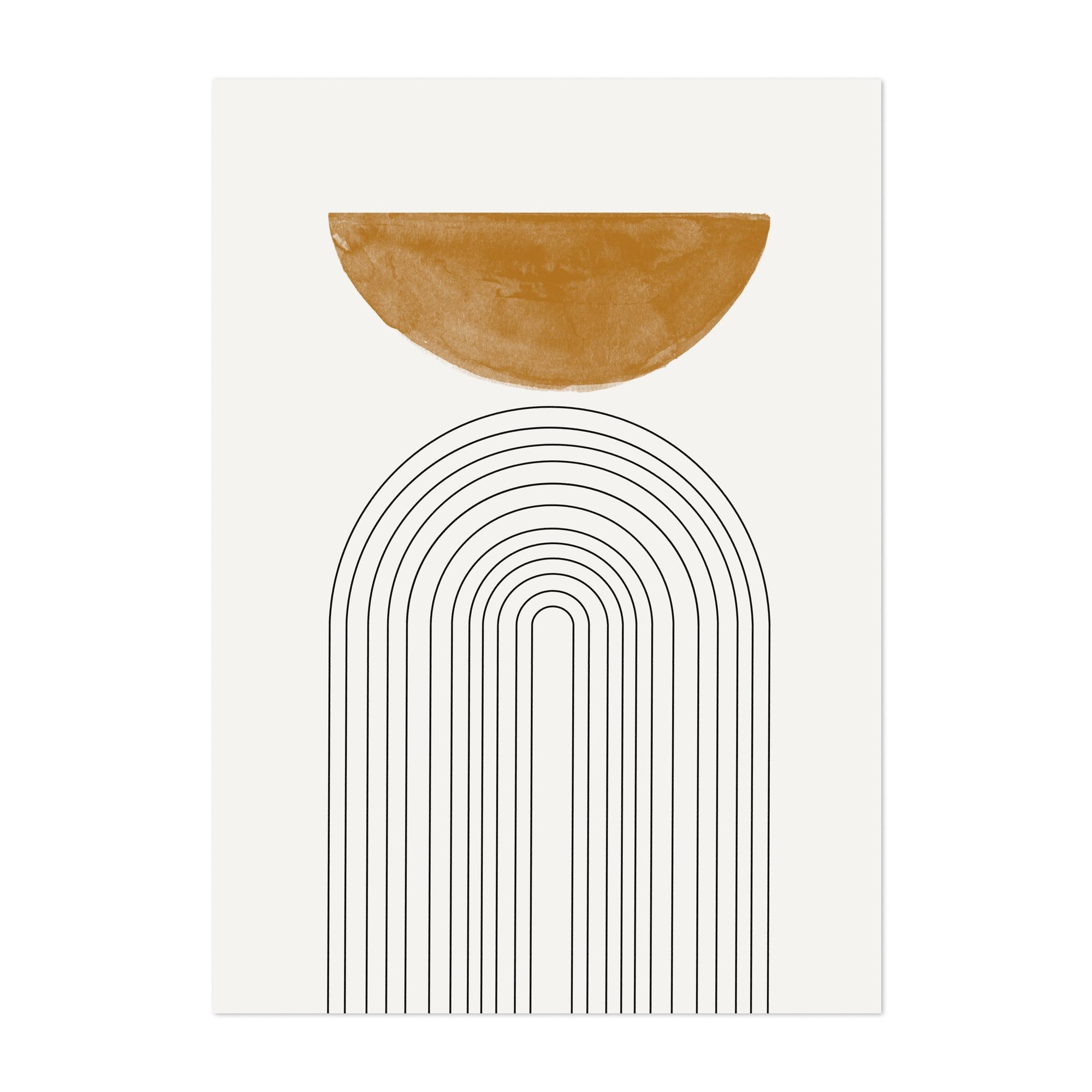 Simple Half Moon Design - Line Drawing Abstract Geometric Minimalist ...