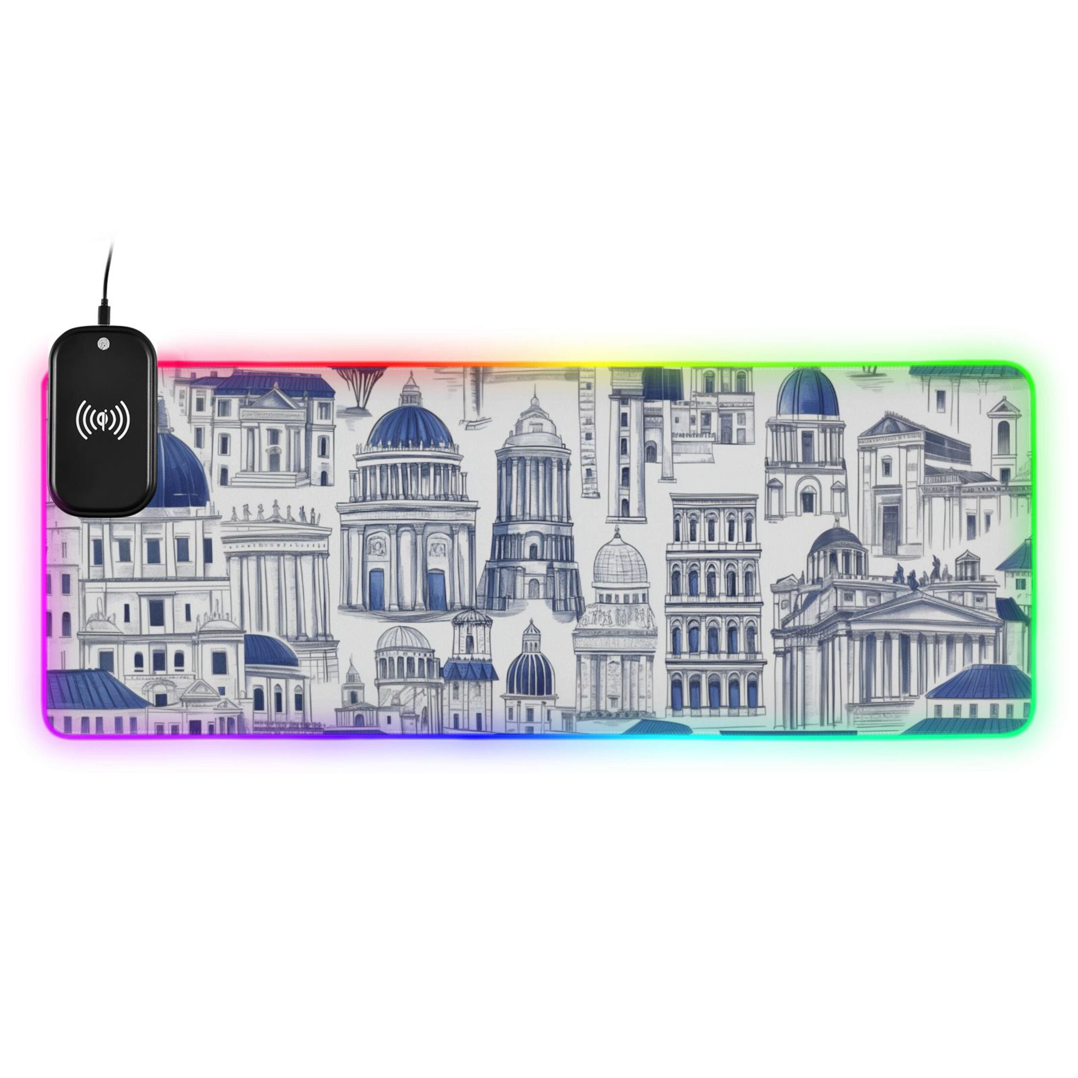 Simple Hand Drawn Graffiti Wireless Charging RGB Gaming Mouse Pad Large ...