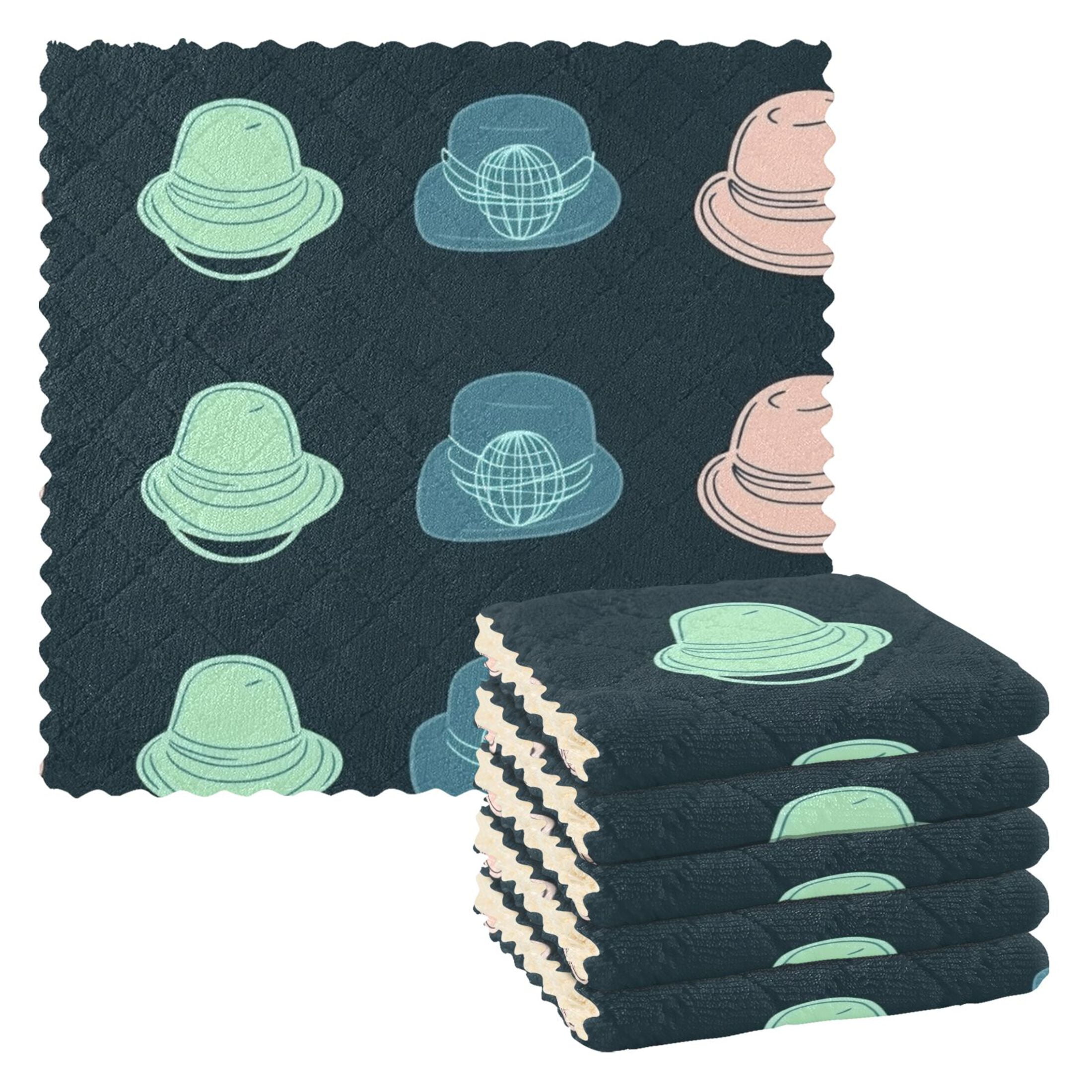 Simple Hat Pattern Design 6 Pack Kitchen Cleaning Cloths 11'' x 11 ...