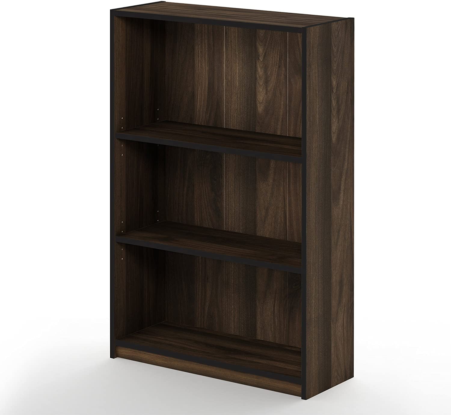 Simple Home 3-Tier Adjustable Shelf Bookcase, Columbia Walnut - Walmart.com