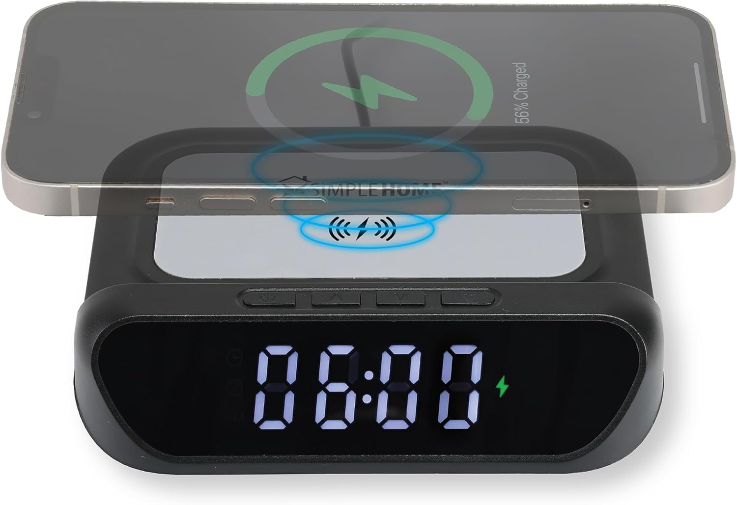 Simple Home Digital Alarm Clock with Wireless Charging Station, 15W ...
