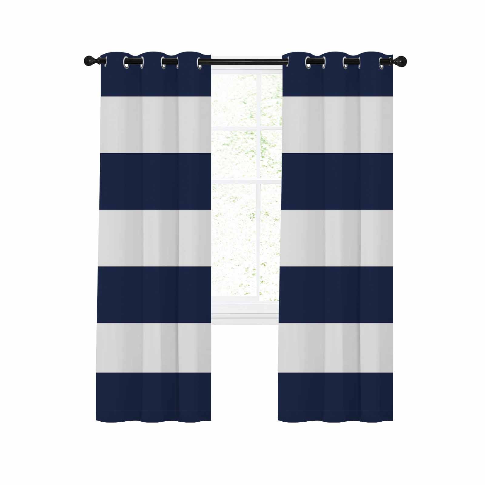 Simple Horizontal Stripes Line Blackout Curtains 54 Inches Long for ...