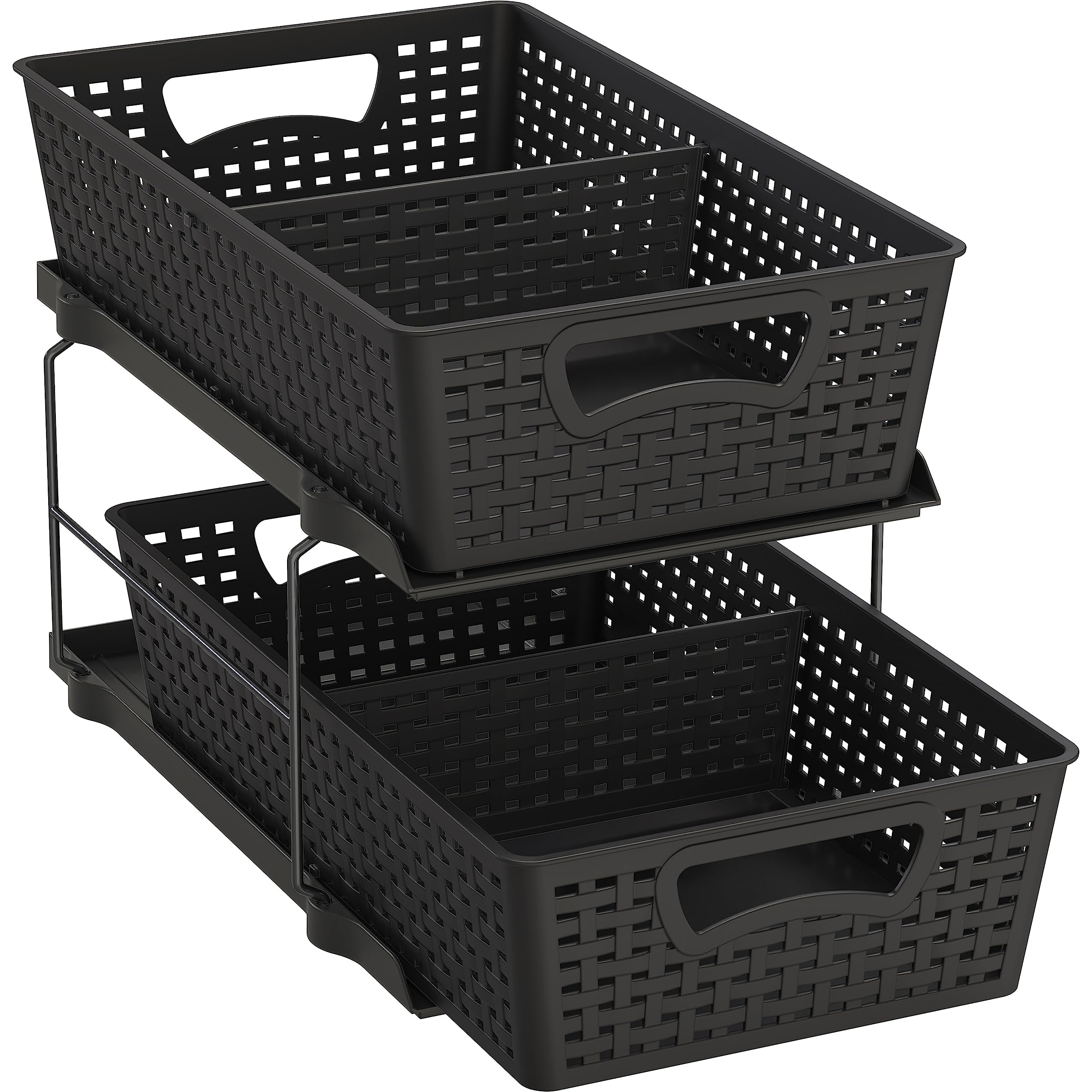 Simple Houseware 2 Tier Bathroom Organizer Tray Pull-Out Sliding Drawer ...