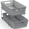 SimpleHouseware 2 Tier Organizer, Sliding Under-Sink Storage, Grey ...