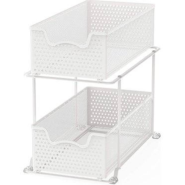 SimpleHouseware Stackable 3 Tier Sliding Basket Organizer Drawer, White ...