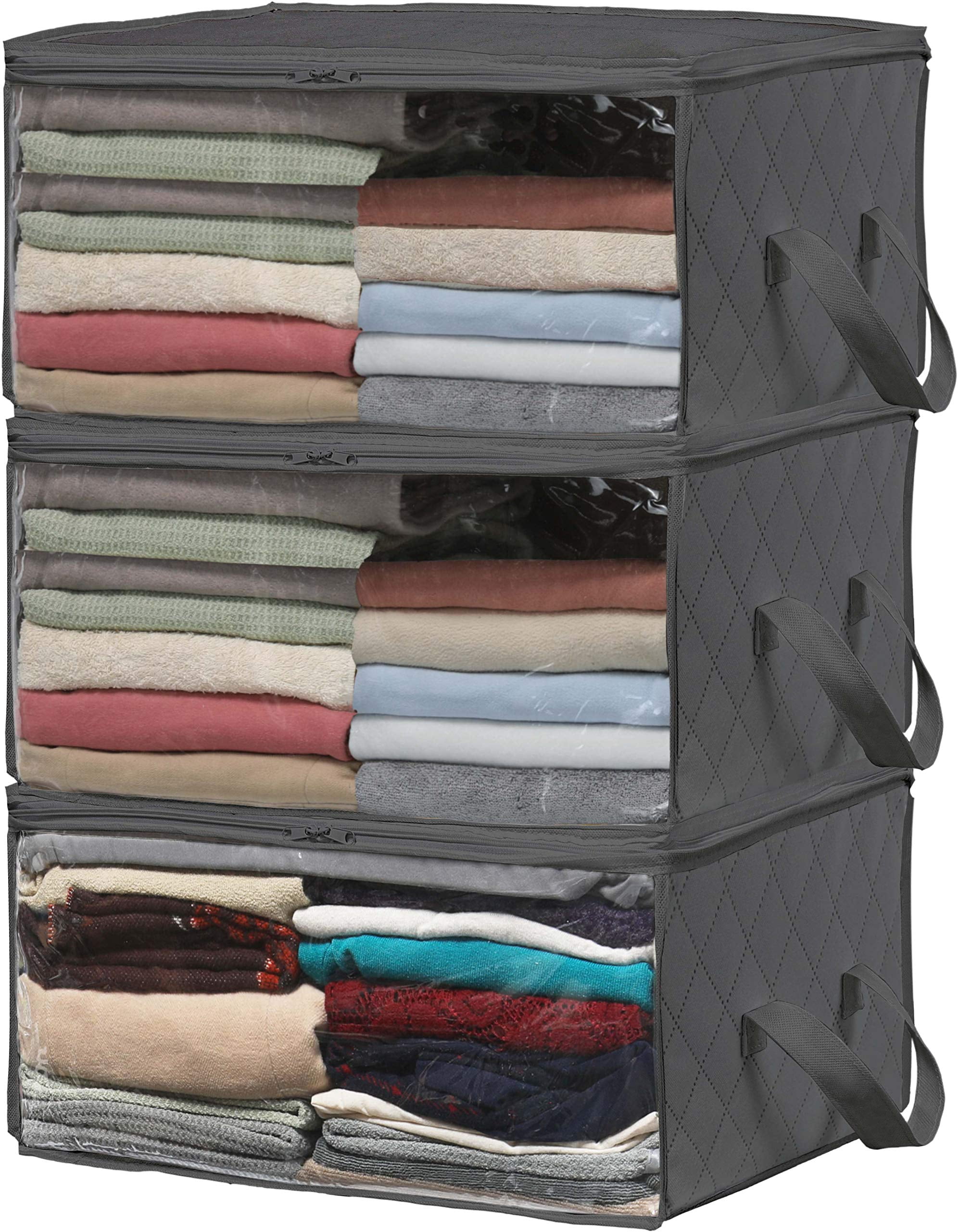 Simple Houseware 3 Pack Foldable Closet Organizer, Clothing Storage Box ...