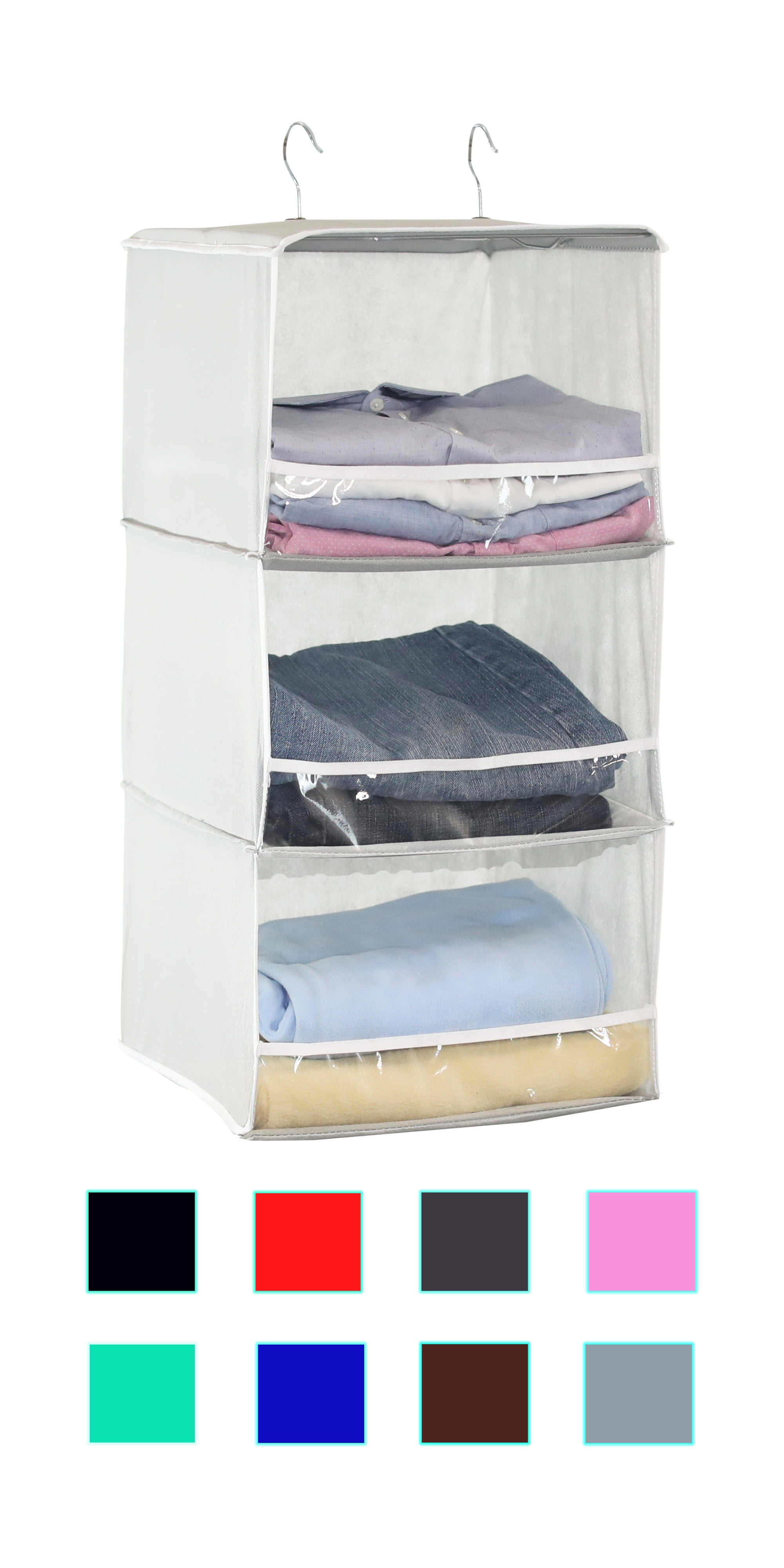 Simple Houseware 3 Shelf Hanging Closet Storage Organizer, Grey, Space ...