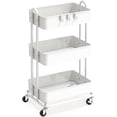 Simple Houseware 3-Tier Heavy Duty Metal Utility Rolling Cart, White ...