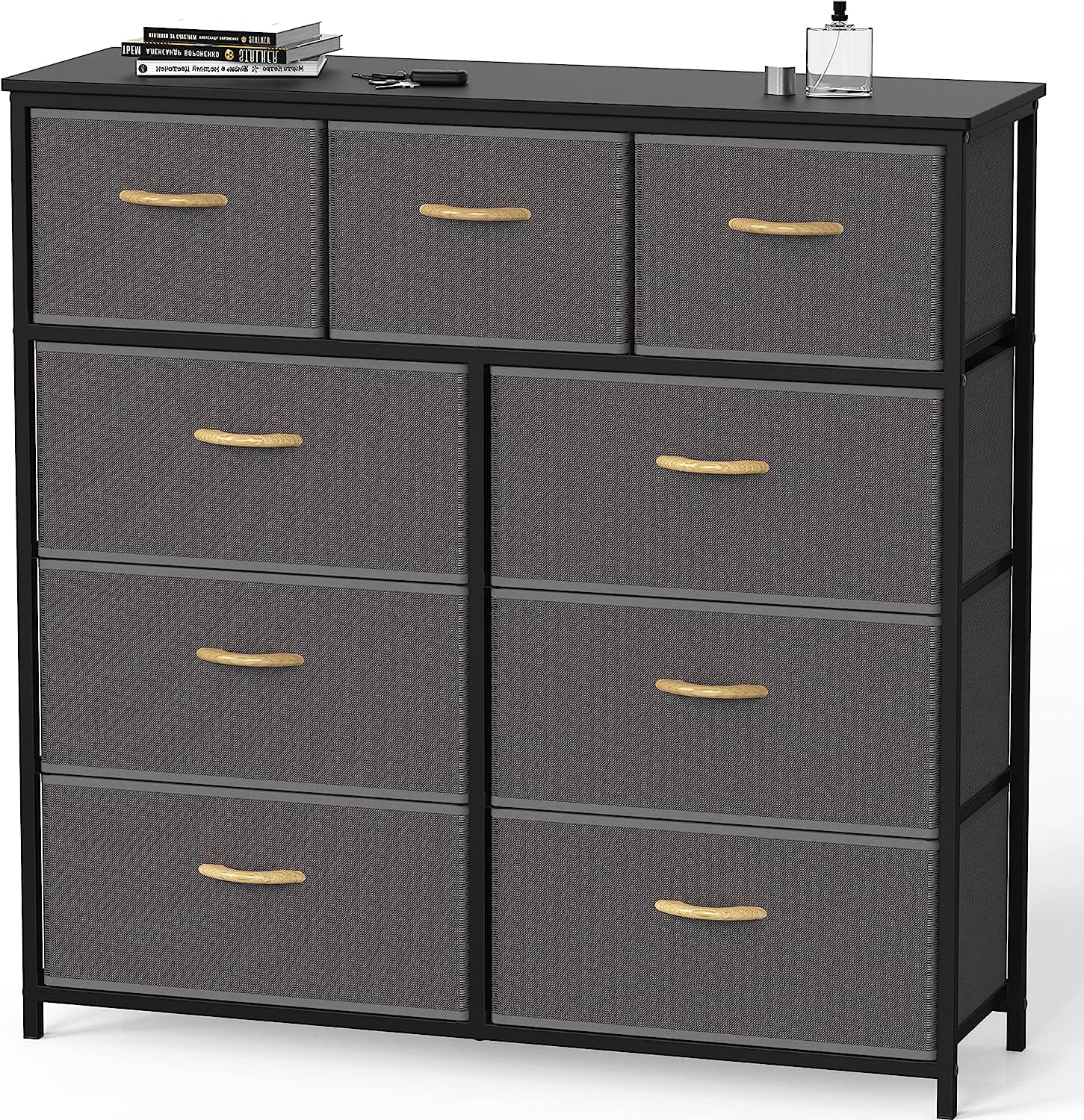 Simple Houseware 8 Drawer Wide Dresser Tall Storage Tower, Dark Grey ...
