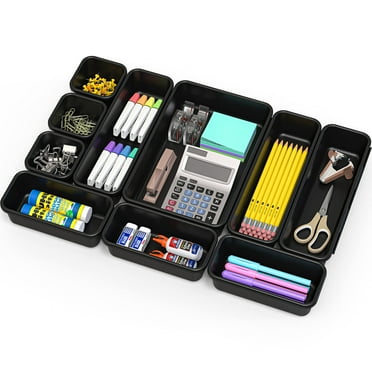 mDesign Plastic Square Desk Organizer for Office Desktop Drawers - 3 ...