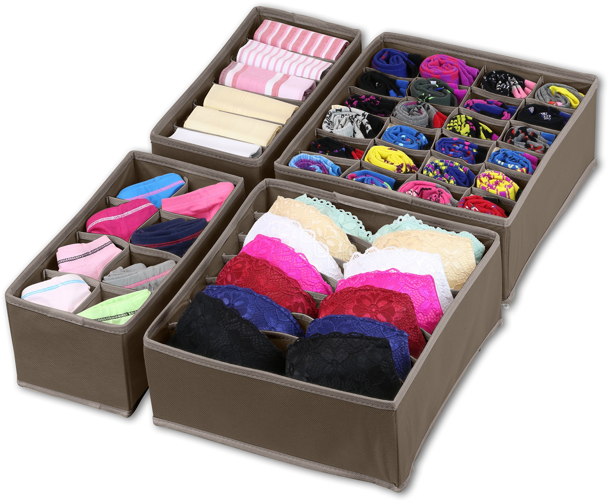 Simple Houseware Closet Underwear Organizer Drawer Divider, Set of 4 ...
