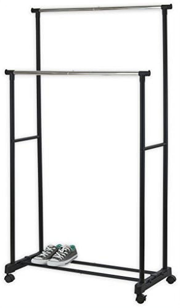 SimpleHouseware Double Rod Portable Clothing Hanging Garment Rack with ...