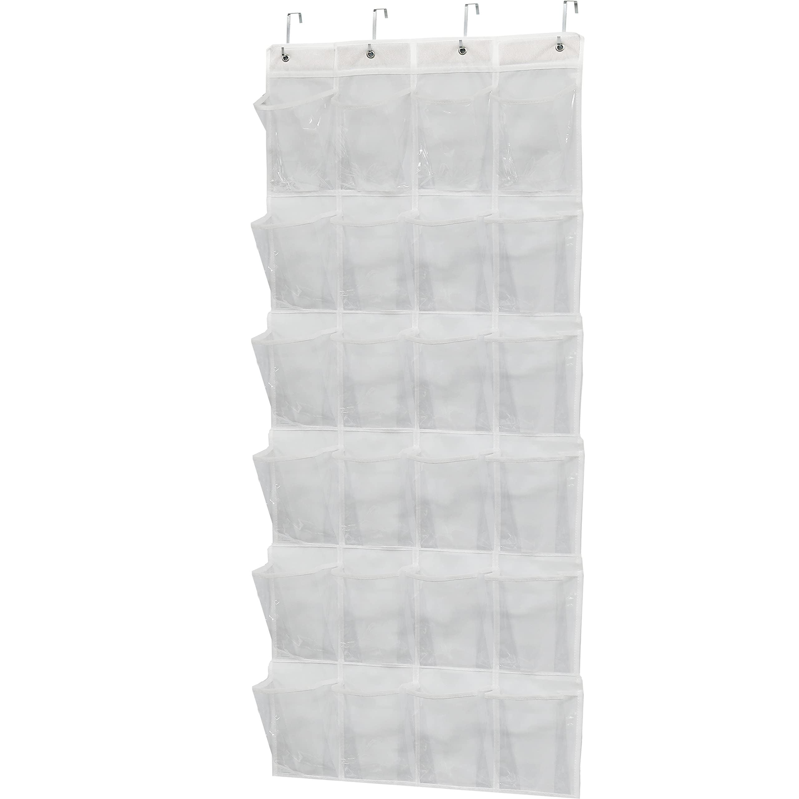 "Simple Houseware Door Shoe Organizer, 24 Large Clear Pockets, White ...