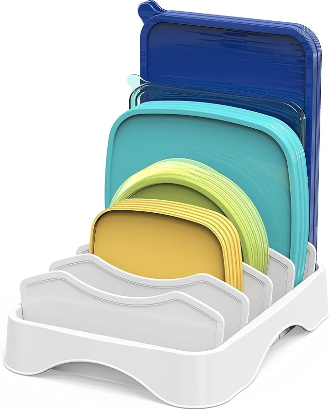 Simple Houseware Food Container Lid Organizer, Adjustable Dividers Lids ...