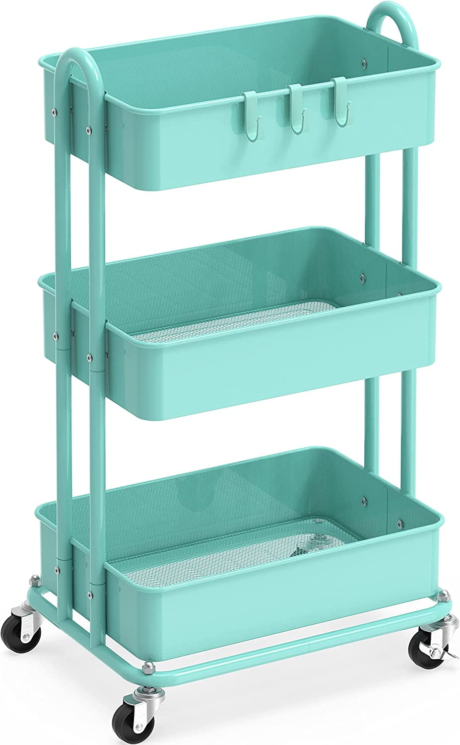 Simple Houseware Heavy Duty 3-Tier Metal Utility Rolling Cart ...
