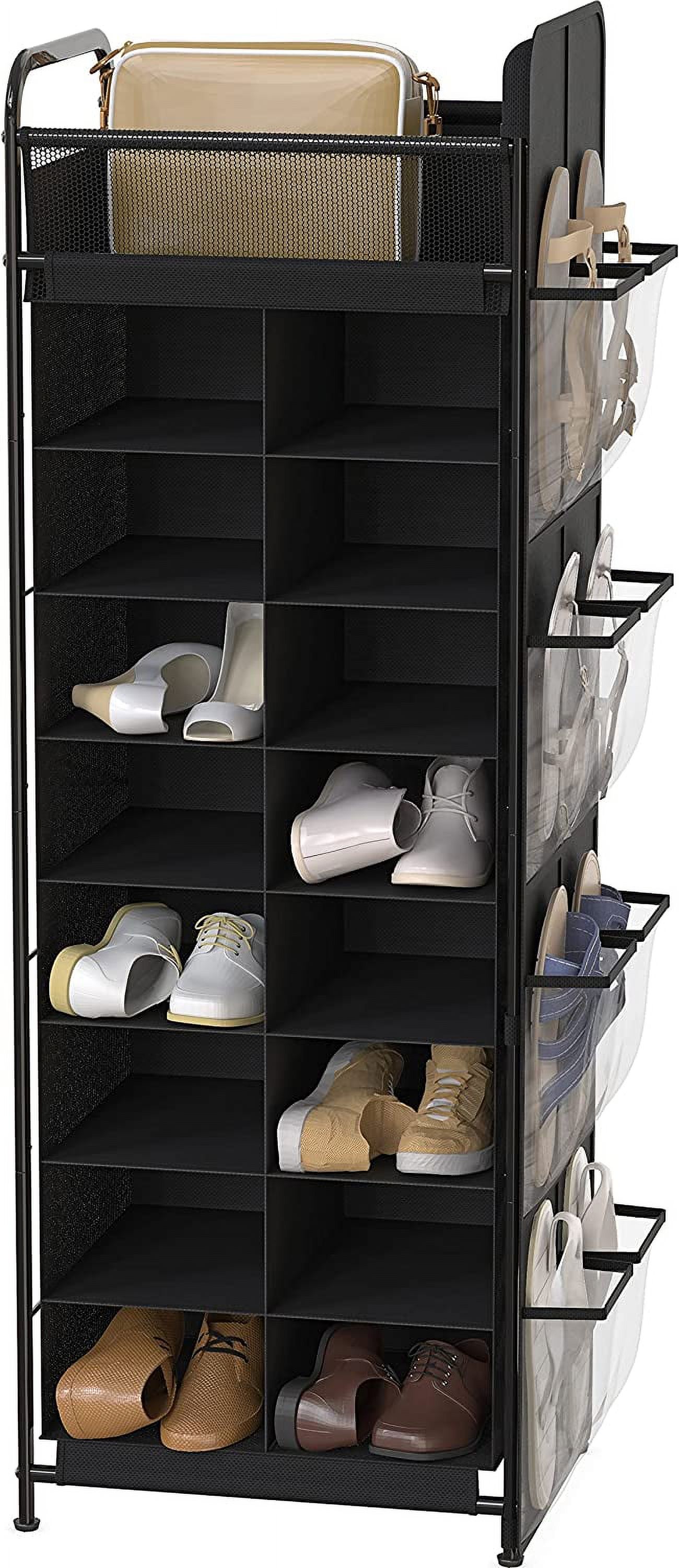 Simplify 50 Pair Shoe Rack 10 Tiers in Black Nonwoven - Walmart.com