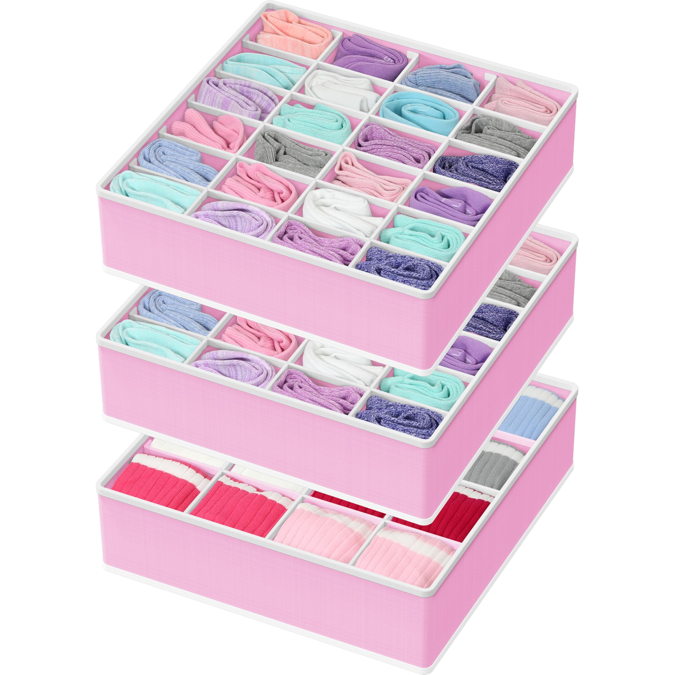 Simple Houseware Sock Drawer Organizer for Dresser/Closet/Bedroom, 3 ...