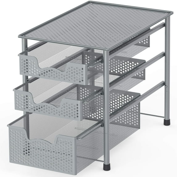 Simple Houseware Silver 3-Tier Kitchen Storage Organizer Drawer for ...
