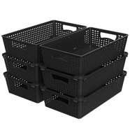 Simplify 6 Pack Plastic Organizing Storage Basket Set, Black - Walmart.com