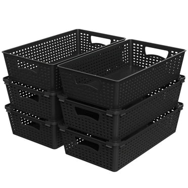Simplify 6 Pack Plastic Organizing Storage Basket Set, Black - Walmart.com