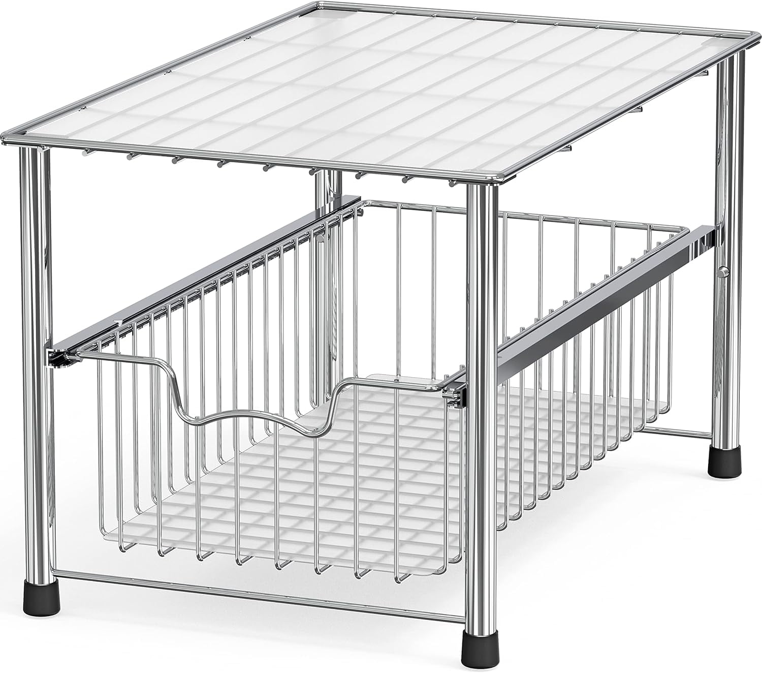 Simple Houseware Stackable Under Sink Cabinet Sliding Basket Organizer ...