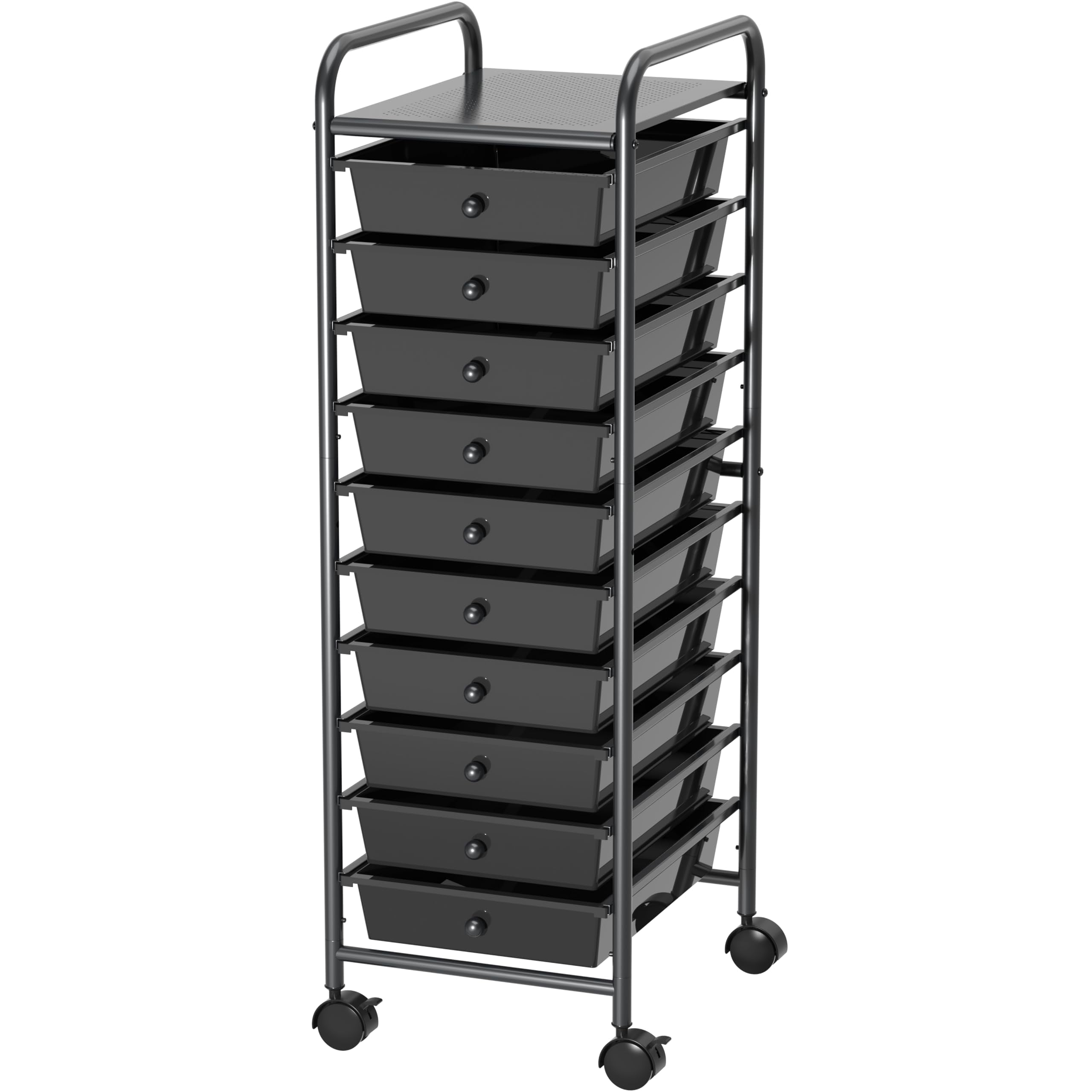 Simple Houseware Black Utility Cart - 10 Drawer Rolling Storage ...
